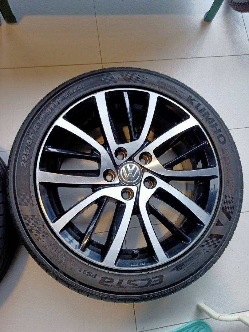 Original VW Touran / Caddy 17 inch Rims + Tyres, Car Accessories, Tyres ...