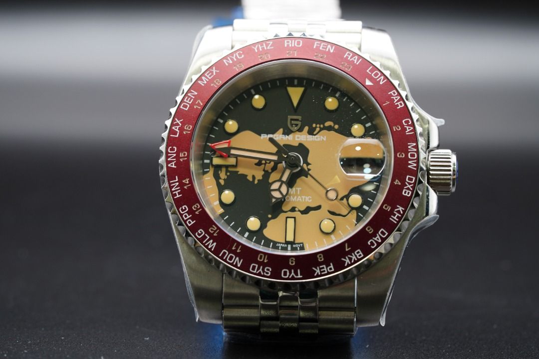 Pagani Design Oyster Map NH34 GMT 紅圈 地圖面 精工NH34 GMT 機芯, 名牌, 手錶 - Carousell