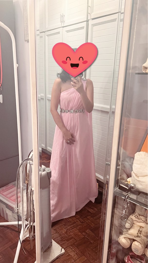Pink long gown js prom debut wedding photoshoot halter on Carousell