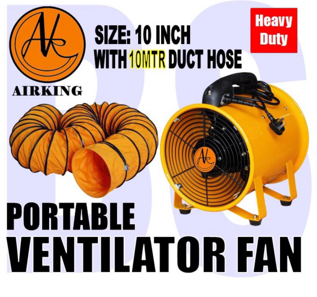 Portable ventilator fan with 10m duct hose, Furniture & Home Living ...