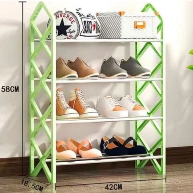 Rak Sepatu STAINLESS Model Silang Zigzag 4 Tingkat Susun Rak Storage ...