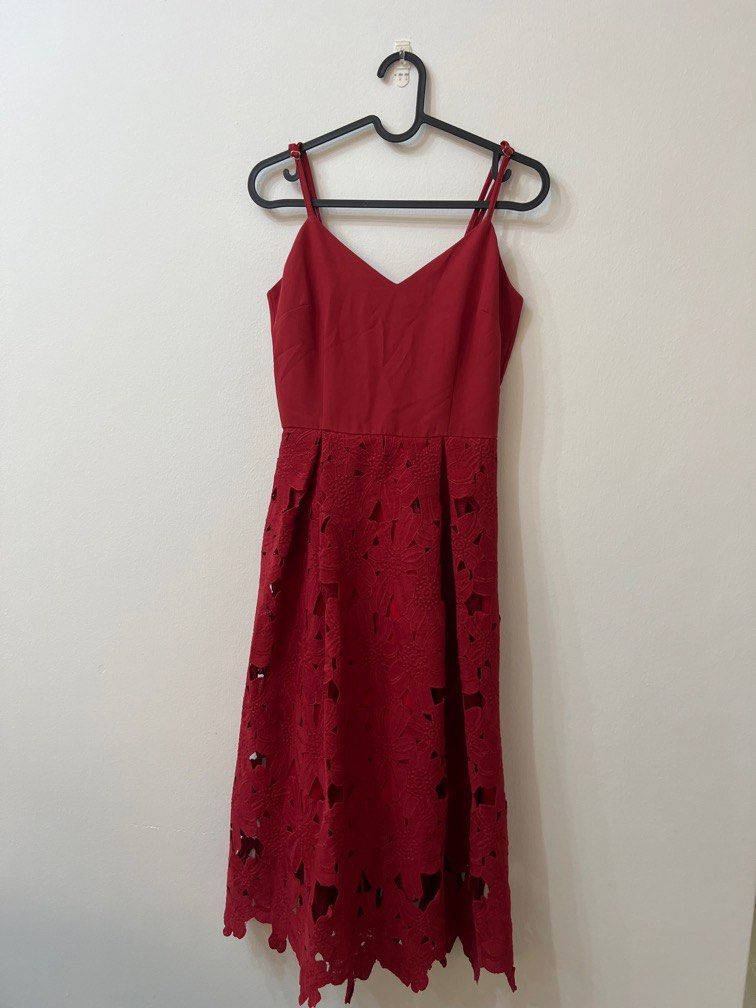 Red Floral Pre-Loved Dress, Women's Fashion, Dresses & Sets, Dresses on ...