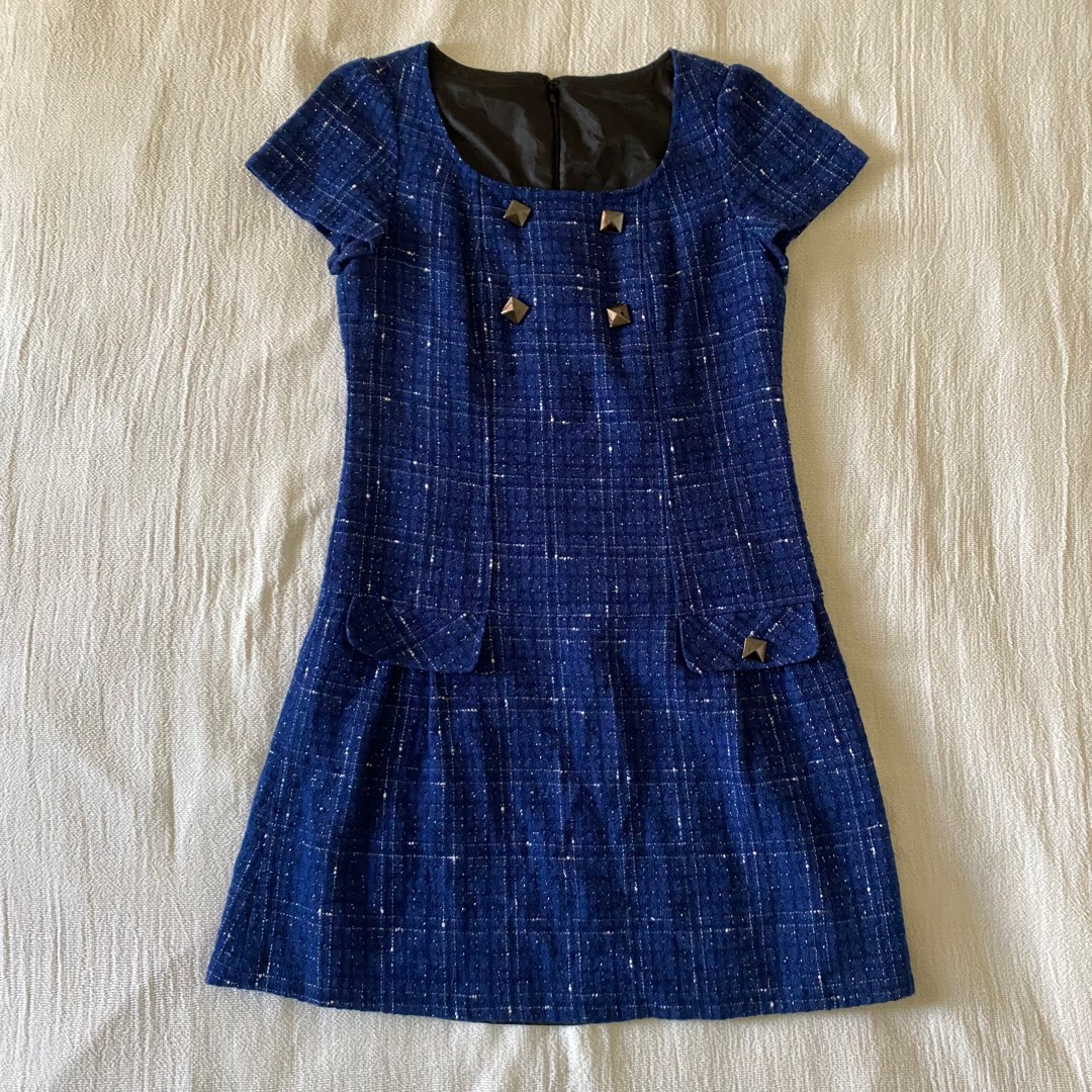 royal blue tweed dress, Women's Fashion, Dresses & Sets, Dresses on ...