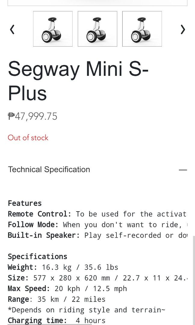 Segway Ninebot S Plus, Motorbikes, Motorbikes for Sale on Carousell