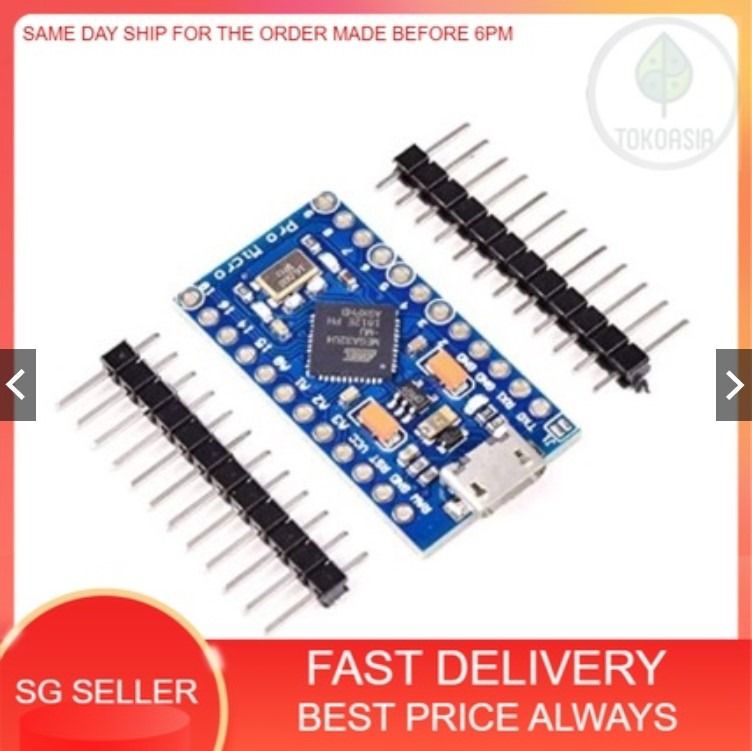 (SG STOCK) Pro Micro Atmega32U4 5V 16MHz Bootloader IDE Micro USB Pro Micro Development Board ...