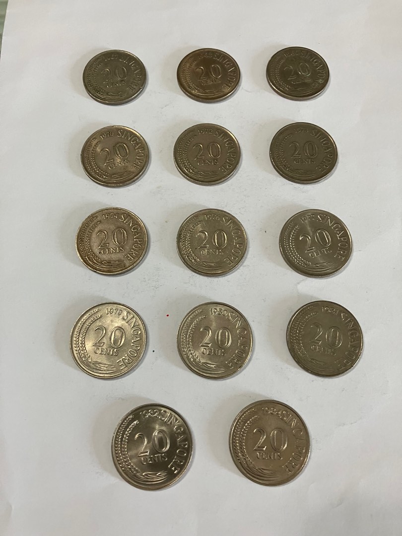 Spore First Series 1967 to 1984 20 cents coins missing 71, 75,78, 83 ...
