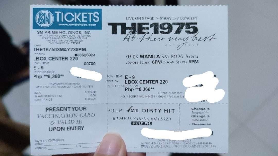 The 1975 ATB Lowerbox center 220 ticket!!!, Tickets & Vouchers, Event ...