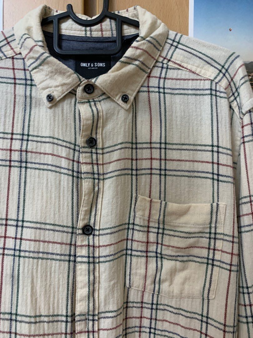 Vintage Checkered Cream Flannel Shirt, Men's Fashion, Tops & Sets ...