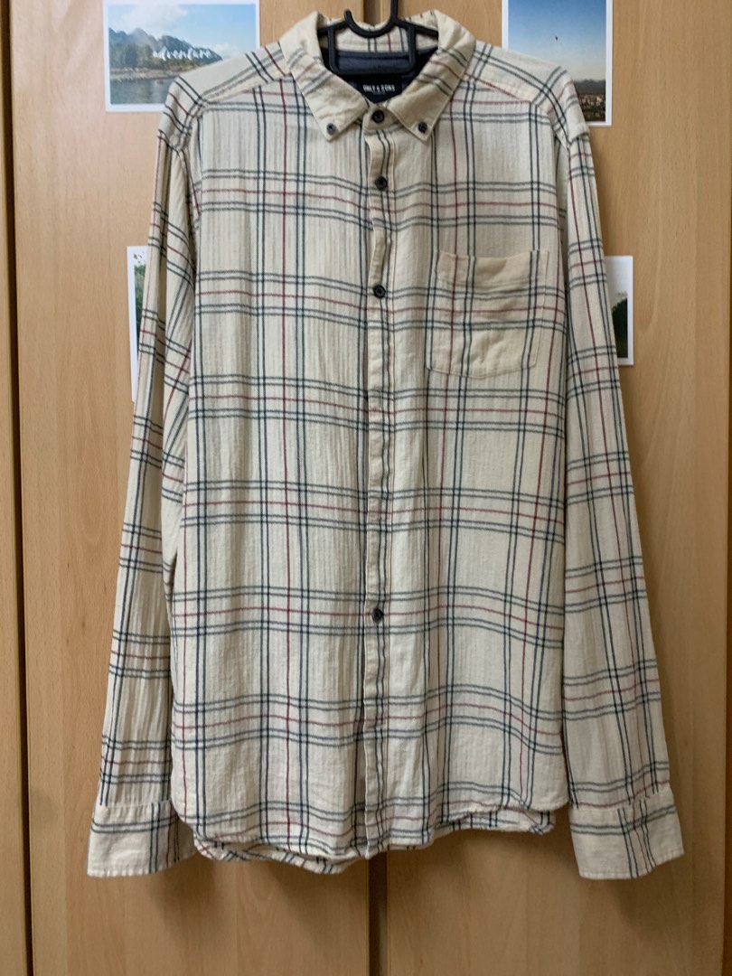 Vintage Checkered Cream Flannel Shirt, Men's Fashion, Tops & Sets ...