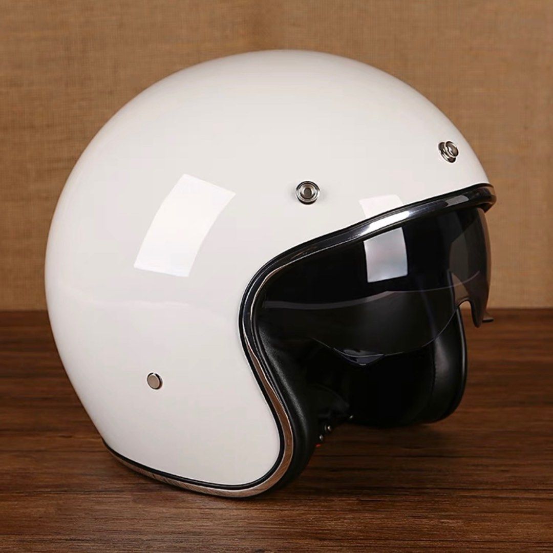 White with Silver Lining with Inner Lens Sun Shade Dual Motorcycle ...
