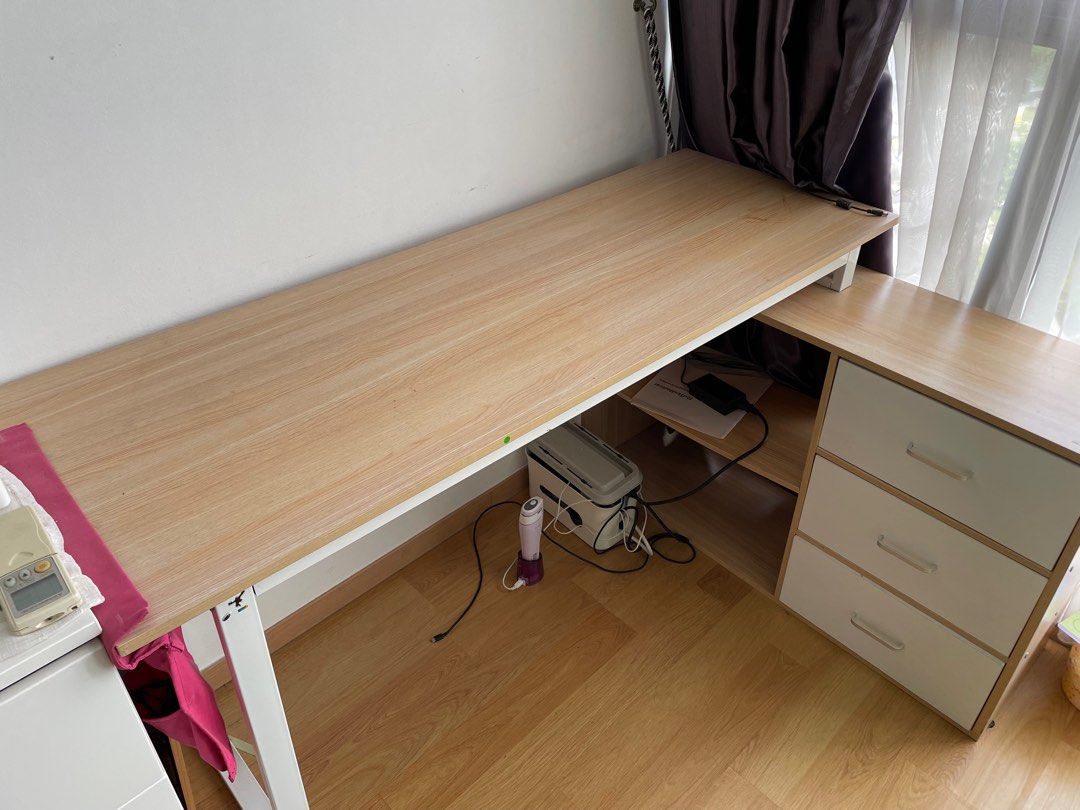 Working table with pedestal, Furniture & Home Living, Furniture, Tables ...