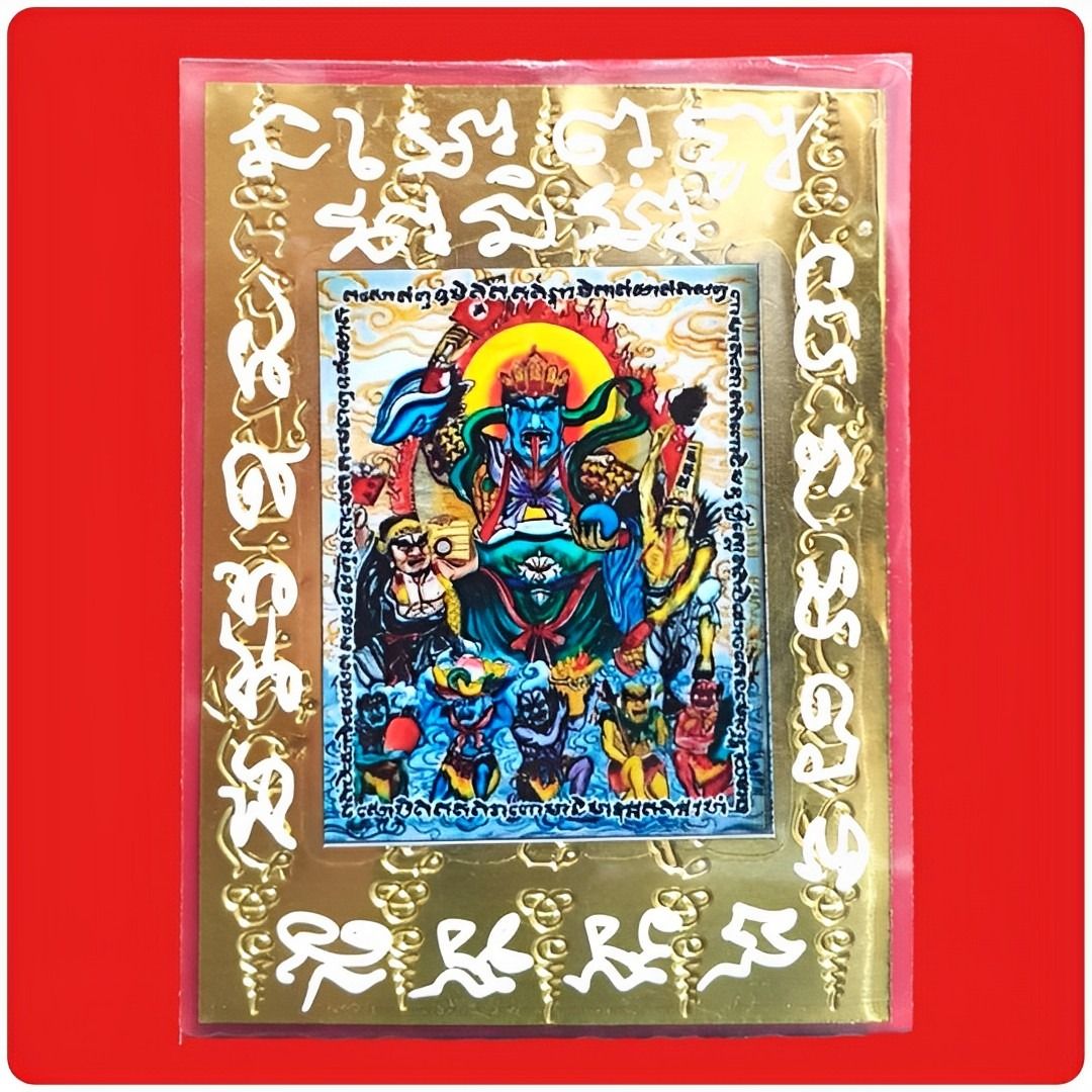 大二爷伯/Dua Dee Ya Pek Gold Foil Card with Yant/Tua Dee Ya Pek & Ha Taew ...