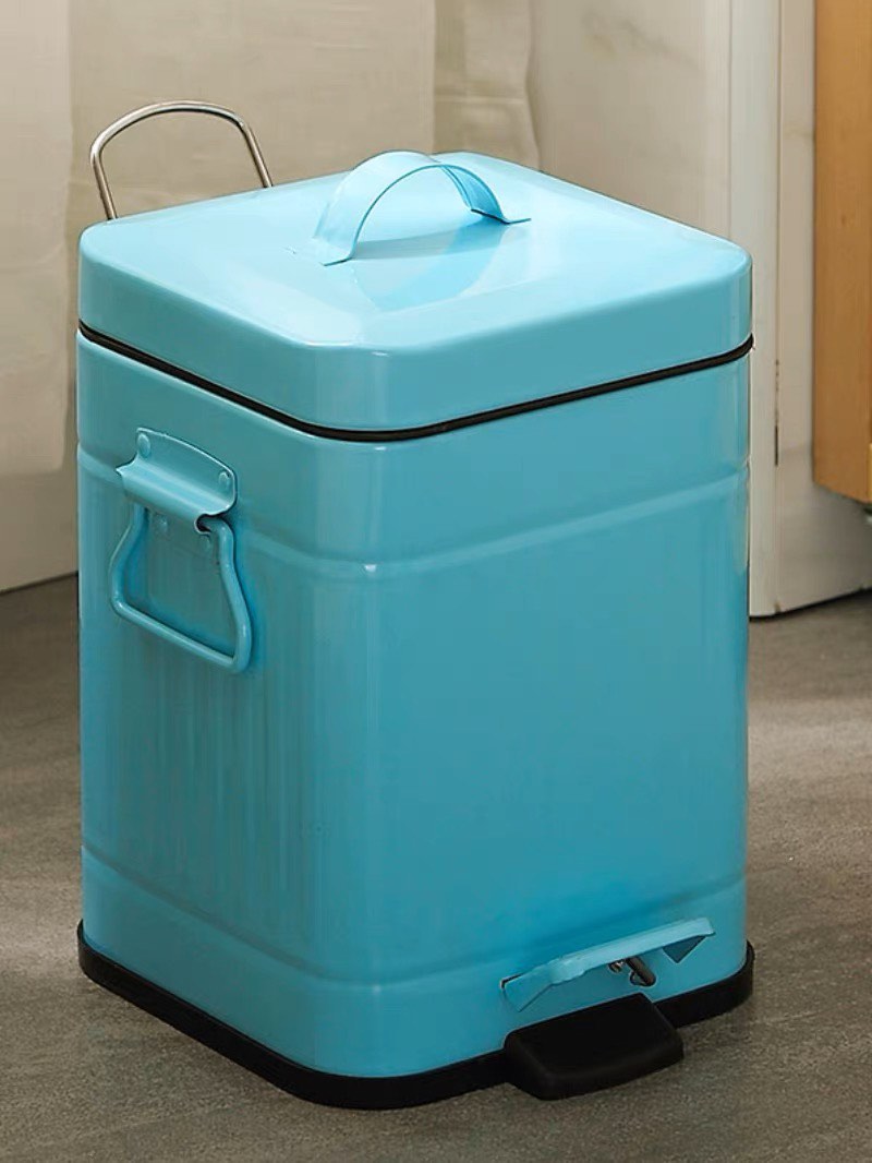 IN STOCK 5L Roman Vintage Retro Blue Square Trash Bin Dustbins Waste ...