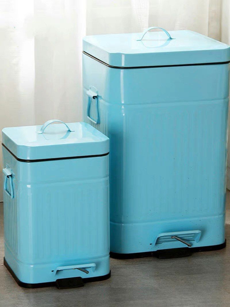 IN STOCK 5L Roman Vintage Retro Blue Square Trash Bin Dustbins Waste ...