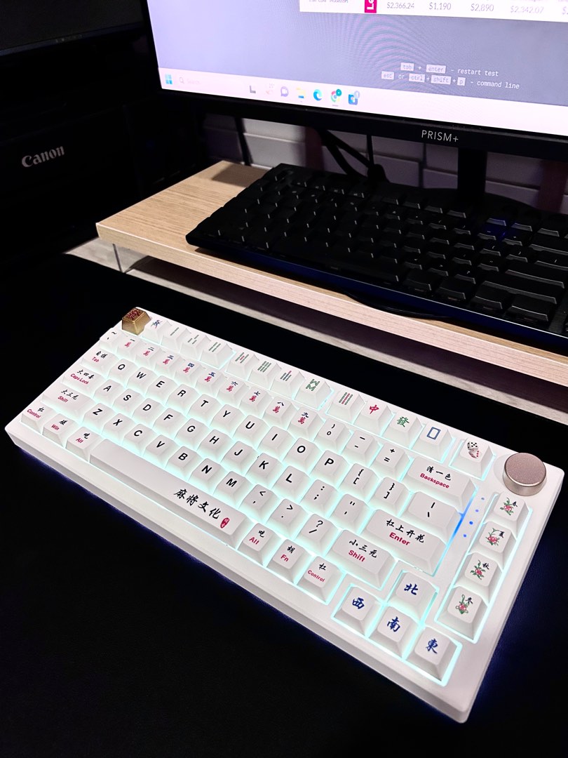 75% custom mechanical keyboard (Mahjong keycaps), Computers & Tech ...