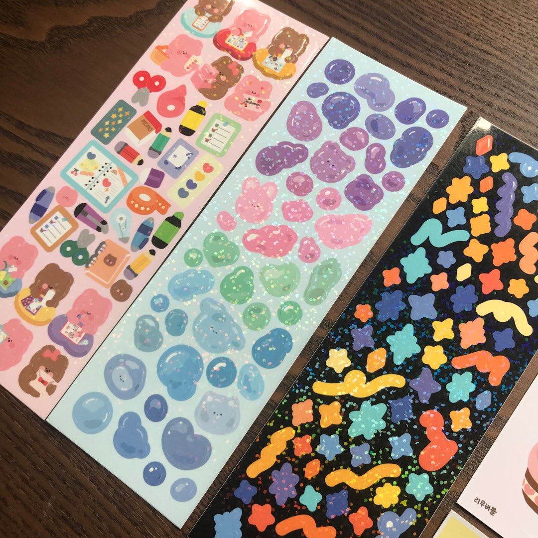 BN Authentic Korea Stickers by Korean Artist Shiny Bubble Bear Confetti ...