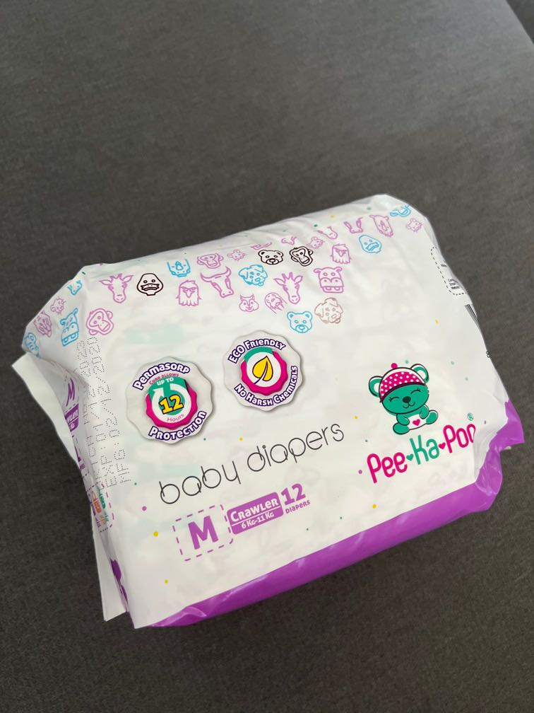 Brand new Peekapoo M tape diapers travel pack, Babies & Kids, Bathing ...