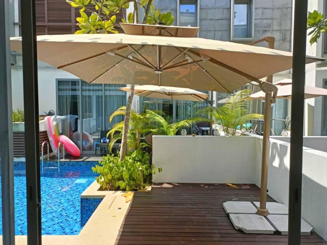 Brand New sunray patio parasol LED lights Double Top Square Umbrella ...