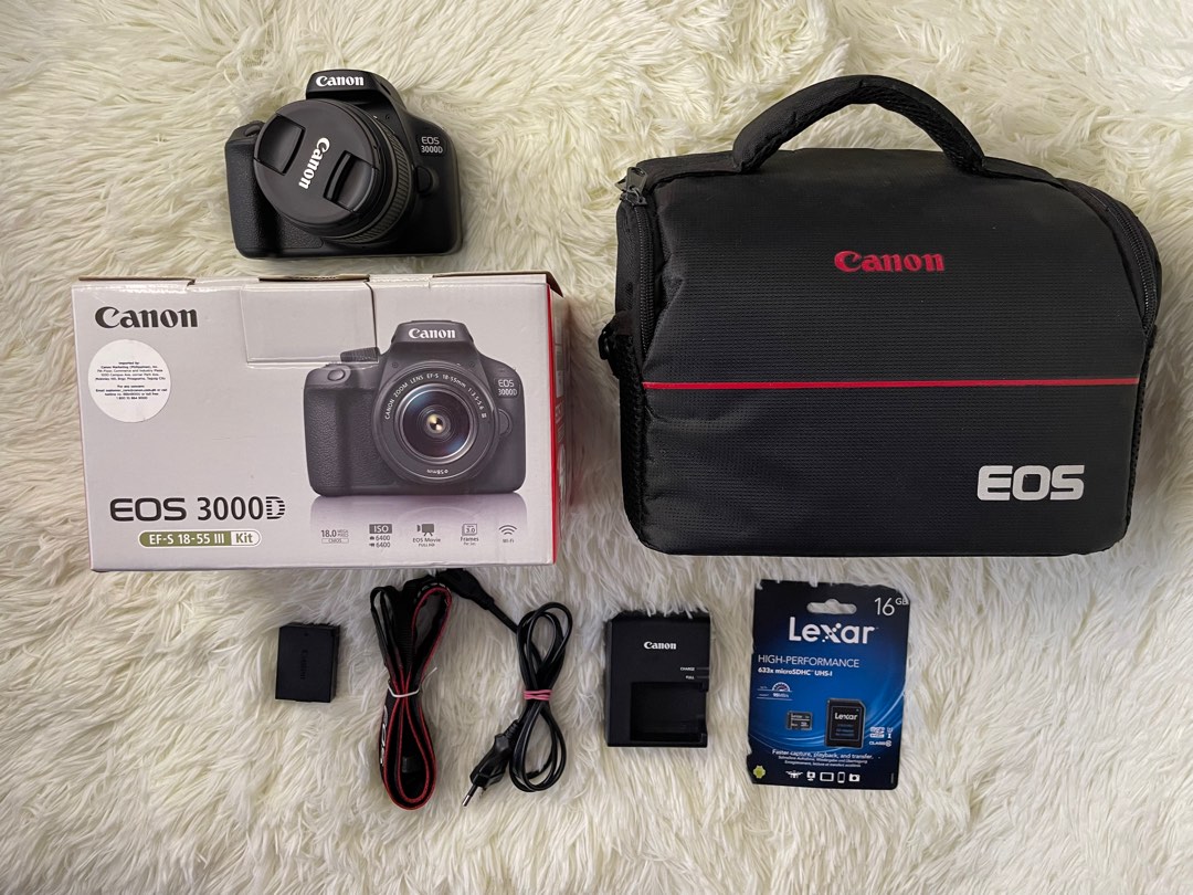 Canon Eos 3000D with ef-s 18-55mm III kit, Photography, Cameras on ...