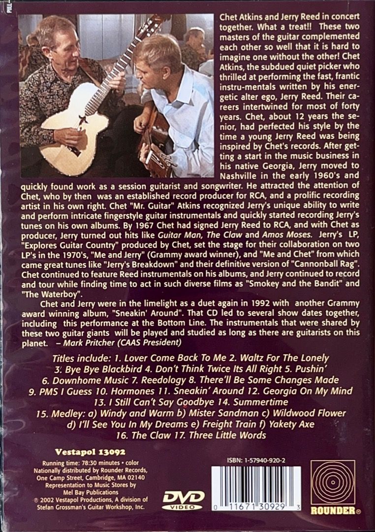 Chet Atkins & Jerry Reed In Concert - Live DVD (Original), Hobbies ...