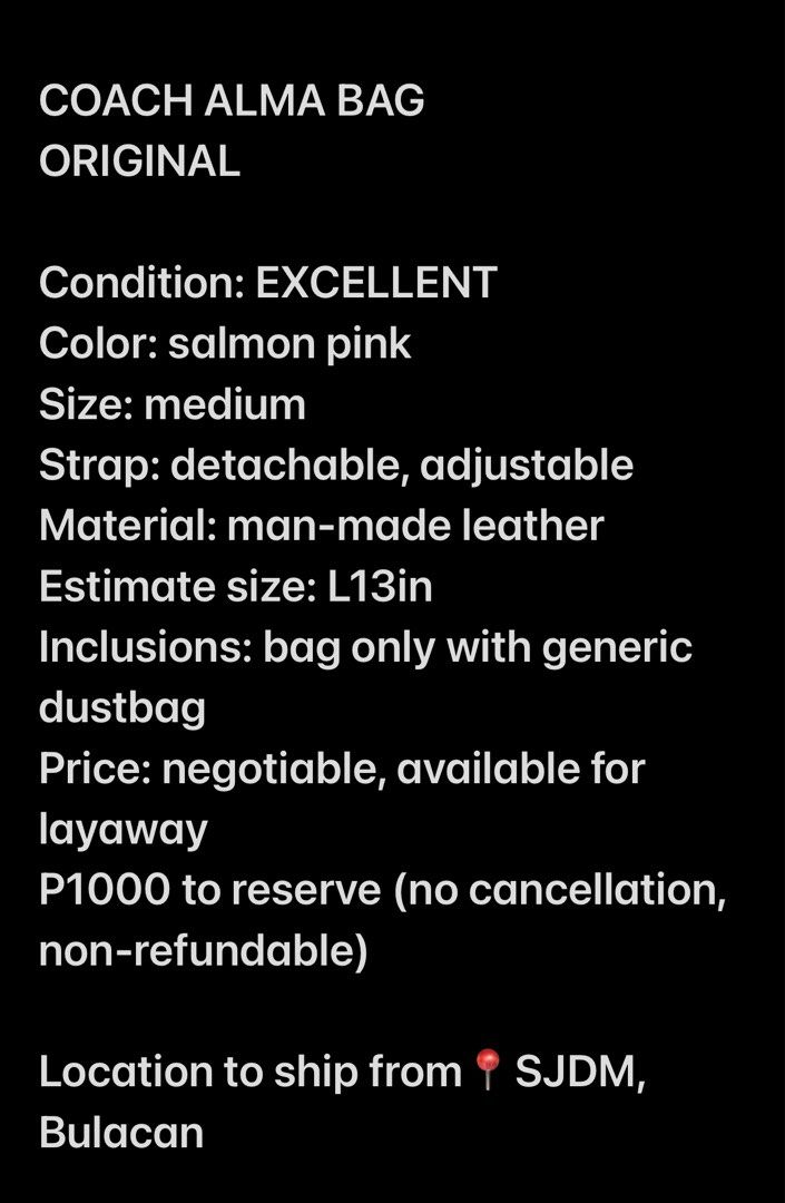 COACH ALMA BAG ORIGINAL, Women's Fashion, Bags & Wallets, Cross-body ...