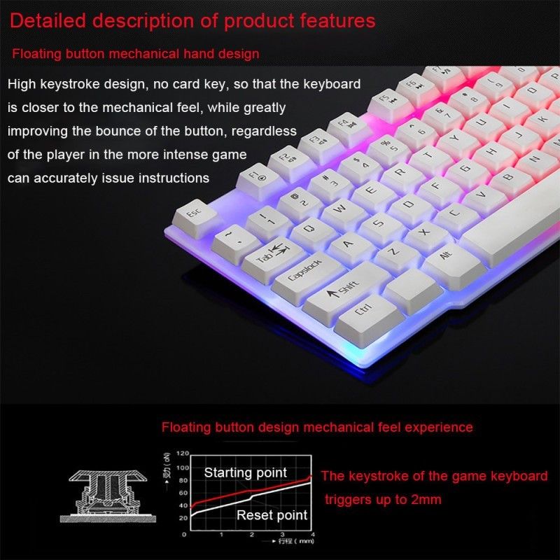 Colorful Crack LED Illuminated Backlit USB Wired PC Rainbow Gaming ...