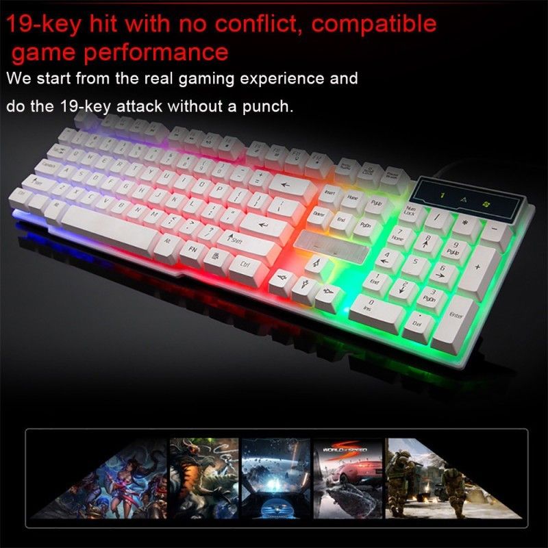 Colorful Crack LED Illuminated Backlit USB Wired PC Rainbow Gaming ...