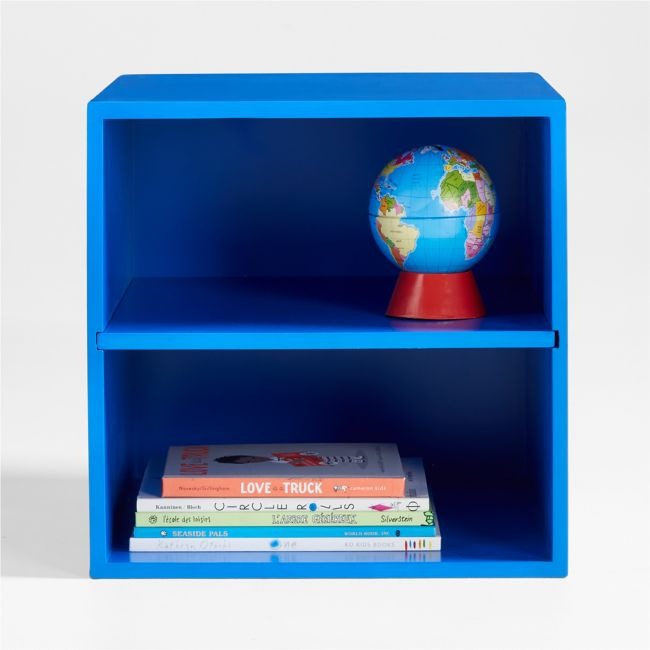 Crate & Barrel BRIGHT Rook Blue Cube Bin with Divider, Furniture & Home ...