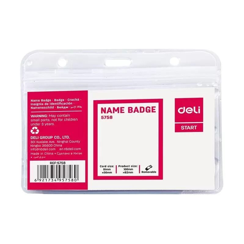 Deli PVC Name Badge 91 x 56mm Pack of 10 Horizontal E5758, Hobbies ...