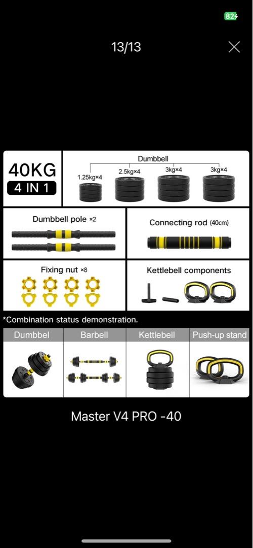 Dumbbells weights Master v4 pro total weight 40kg, Sports Equipment ...