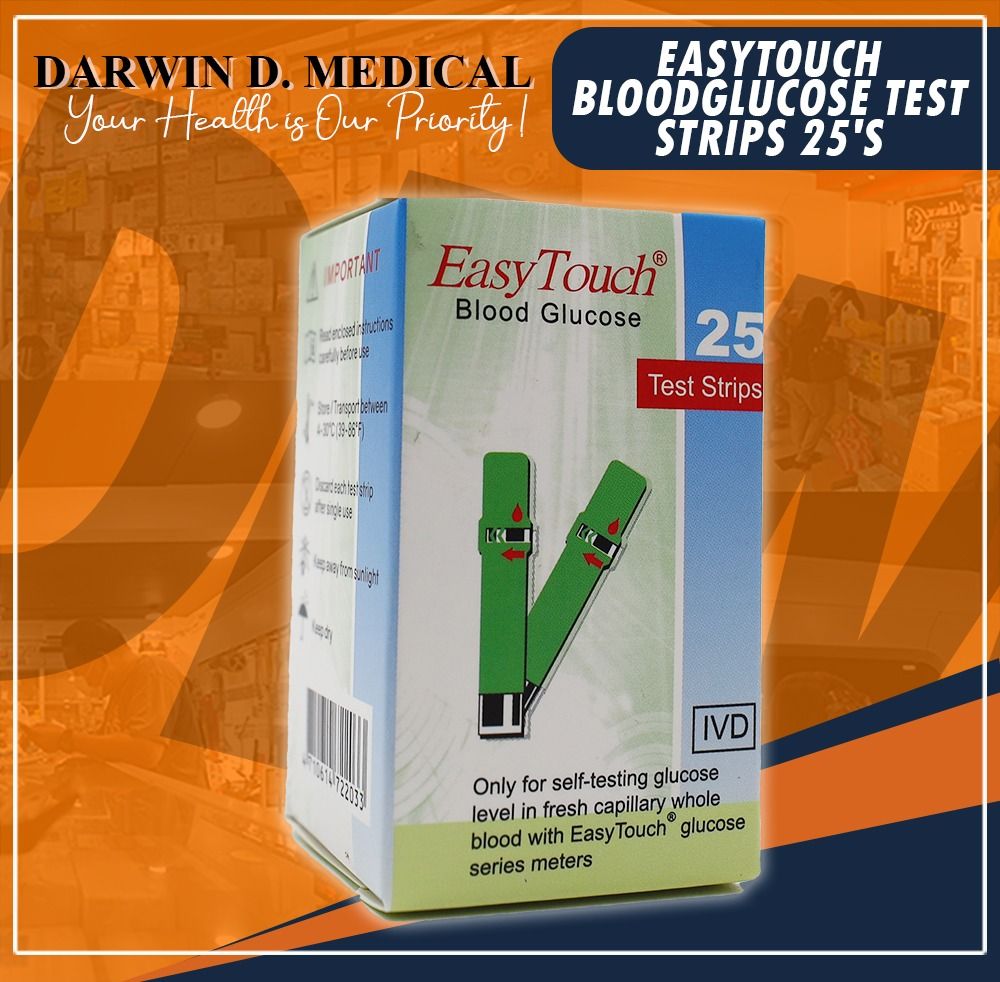 EASYTOUCH BLOOD GLUCOSE TEST STRIPS 25'S, Health & Nutrition, Medical ...