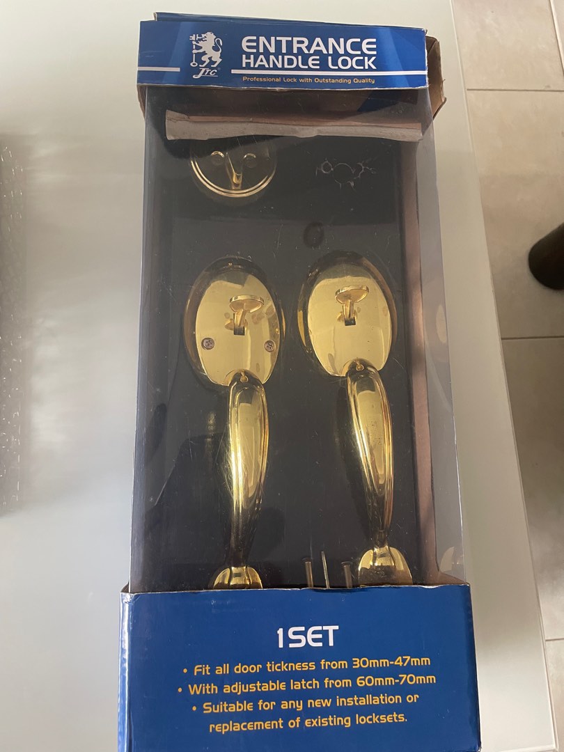 Entrance door lock in gold, Furniture & Home Living, Security & Locks ...