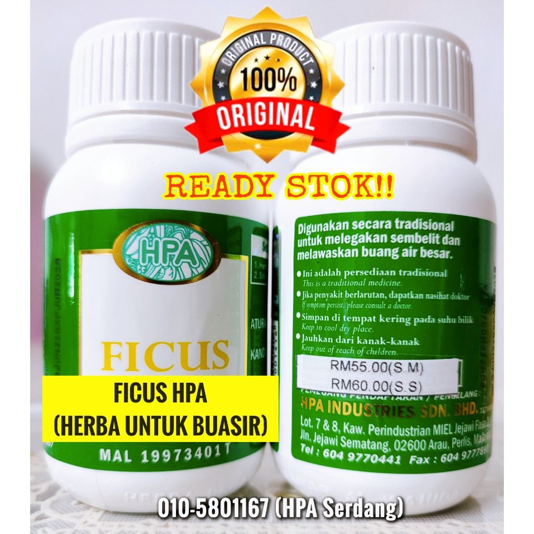 FICUS HPA Herba Buasir 75 BIJI (EXPIRED JUN 2025), Health & Nutrition ...