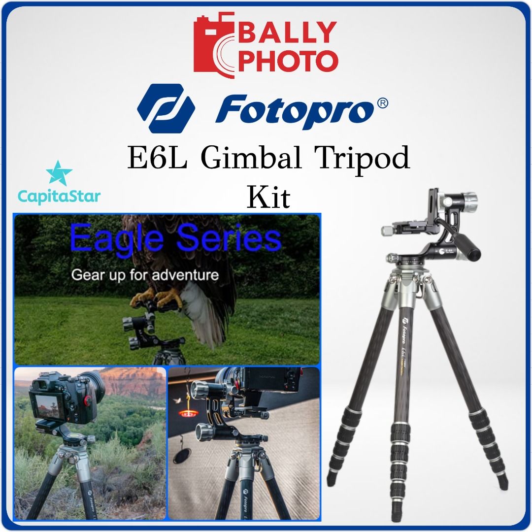 Fotopro E6L Eagle Series Carbon Fiber Travel Tripod with Gimbal Head, Photography, Photography ...