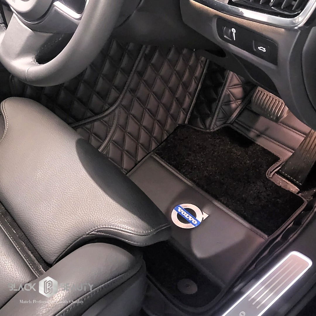 [Full Black] Volvo S90 Diamond Series Premium Leather Car Mat, Car ...