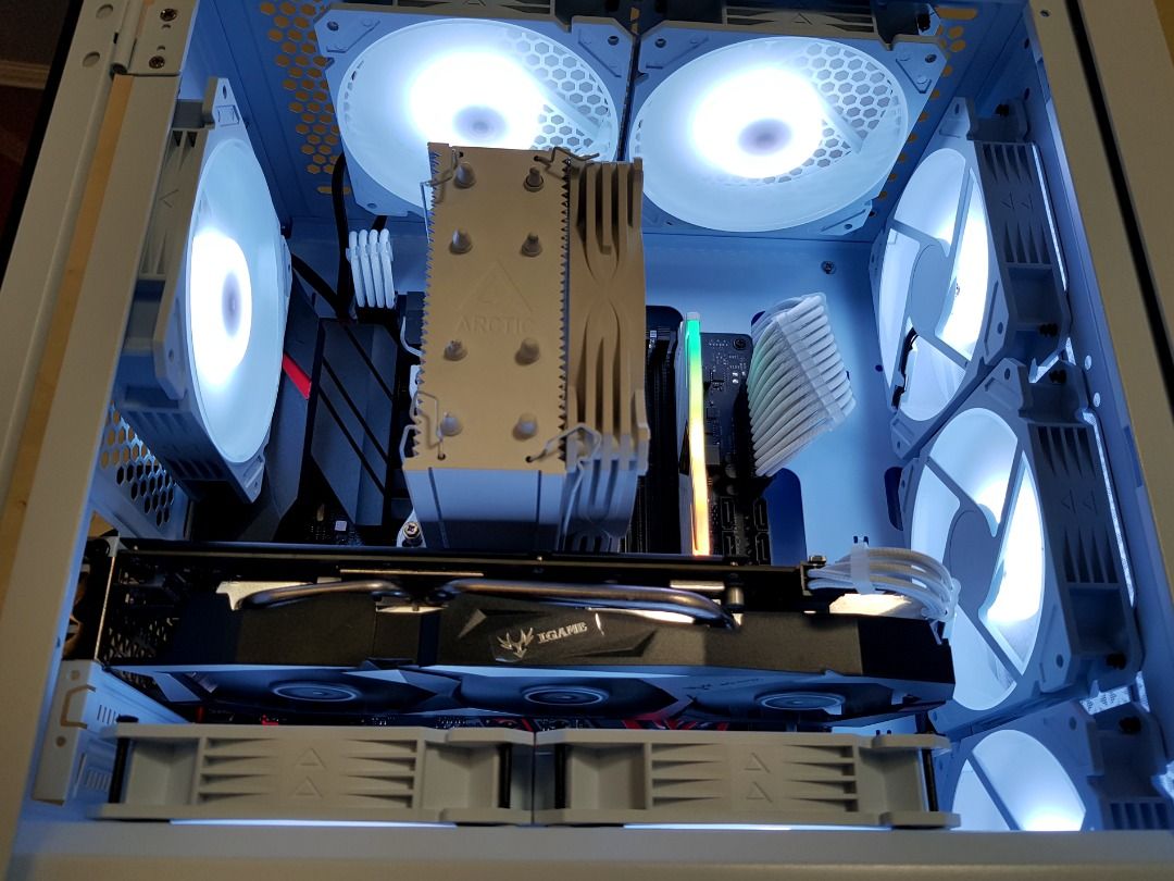 Gaming Rig White Set Up w/ ROG Strix Motherboard Desktop PC System Unit ...