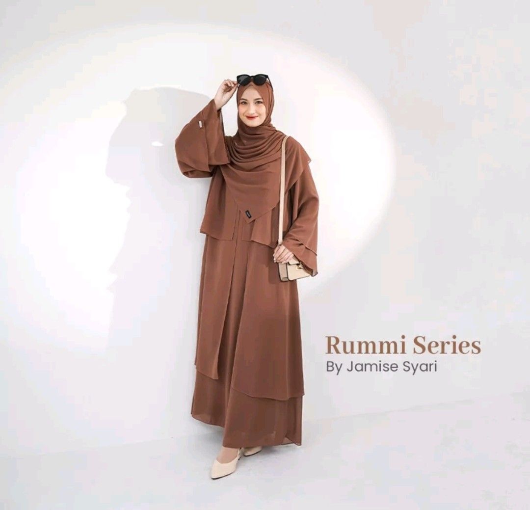 Gamis Rummi series jamise set pashmina cocok hari raya, Fesyen Wanita ...