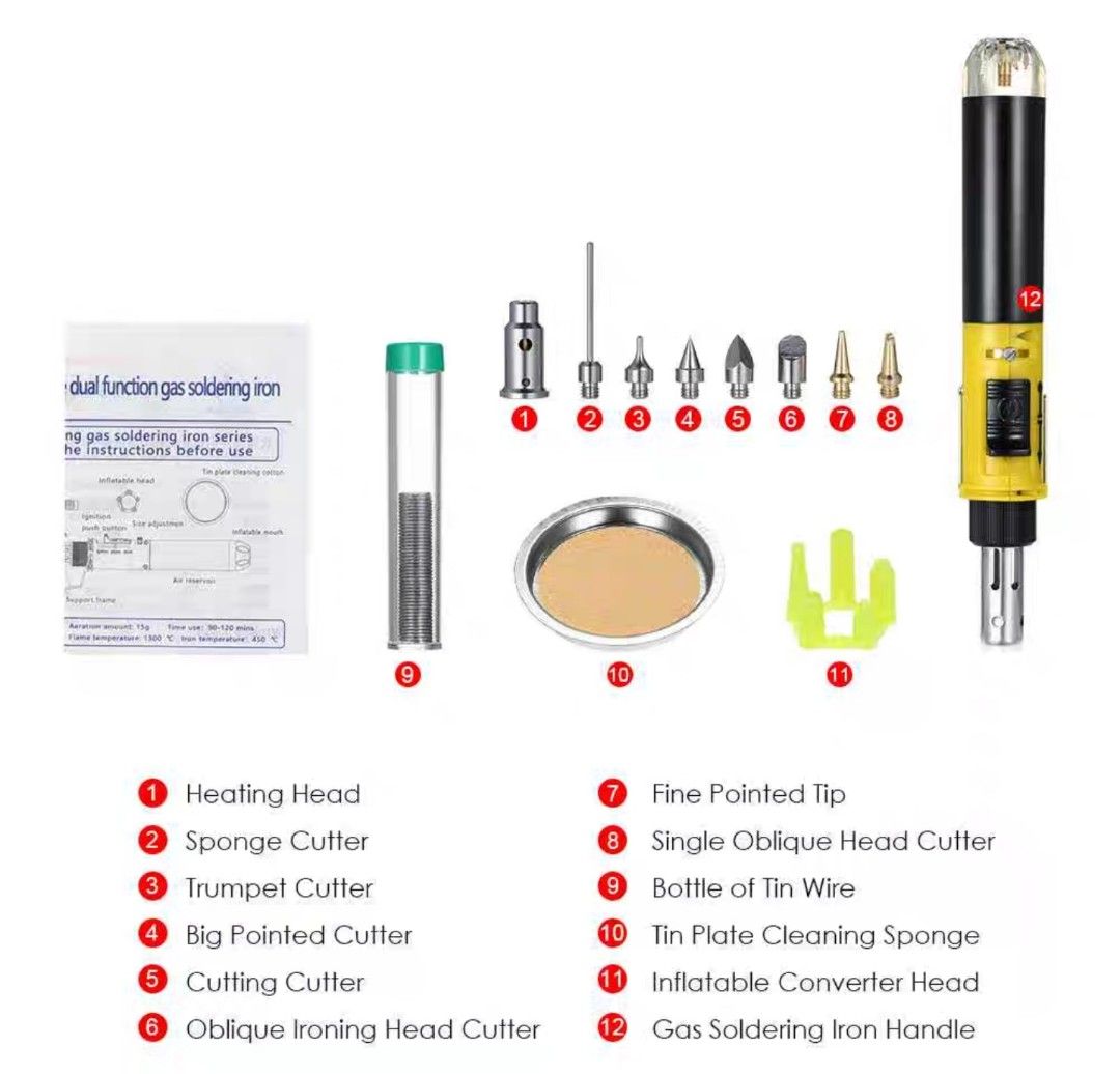 Gas Soldering Iron 12 in 1 Pen Type Electric Soldering Iron, Everything ...