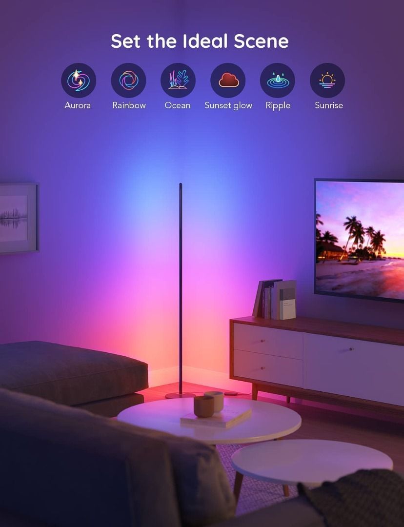 Govee LED Floor Lamp, RGBIC Corner Floor Lamp Works with Alexa Google ...