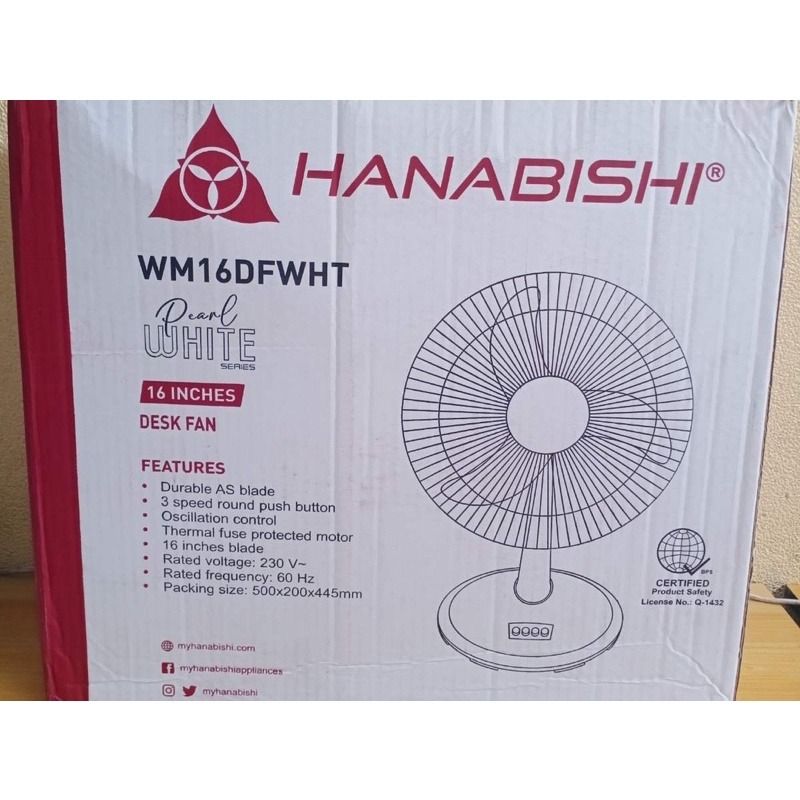HANABISHI DESK FAN 16 PEARL WHITE SERIES SL-NEW 16DFWHT on Carousell