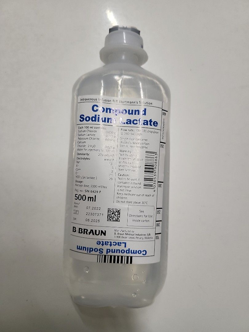Hartmanns Solutions, Compound Sodium Lactate 500ml, Health & Nutrition ...