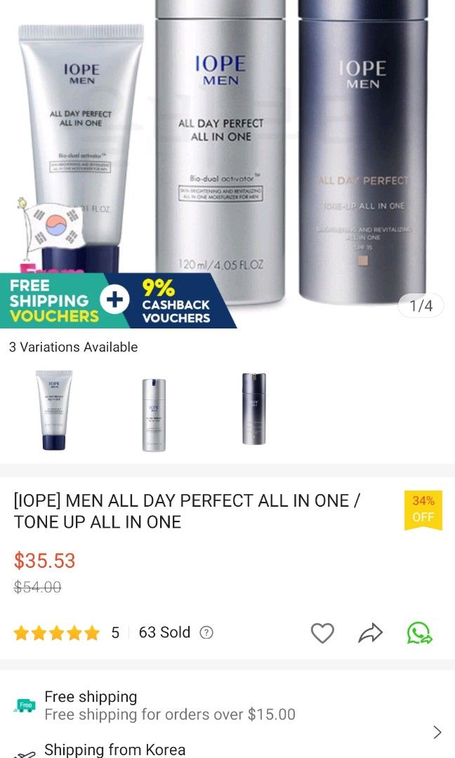 IOPE MEN all day perfect ALL IN ONE, Beauty & Personal Care, Face, Face Care on Carousell