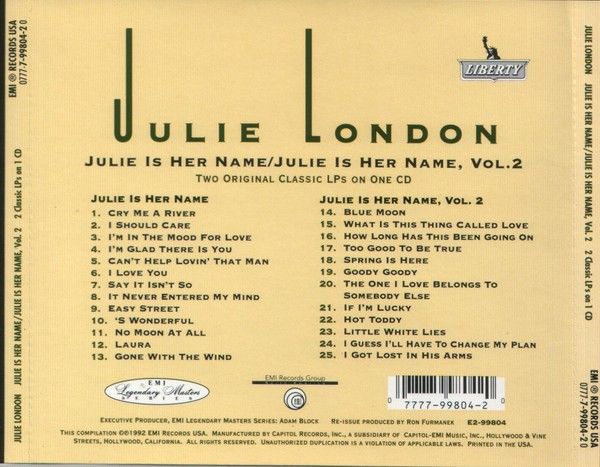 Julie London JULIE IS HER NAME VOL. 1 & 2 CDR, Hobbies & Toys, Music ...