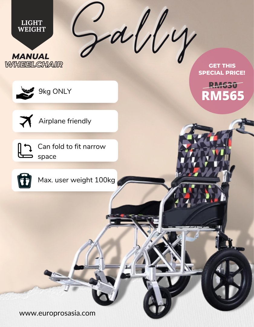 [KERUSI RODA RAYA] Sally - Europros Manual Wheelchair, Health ...