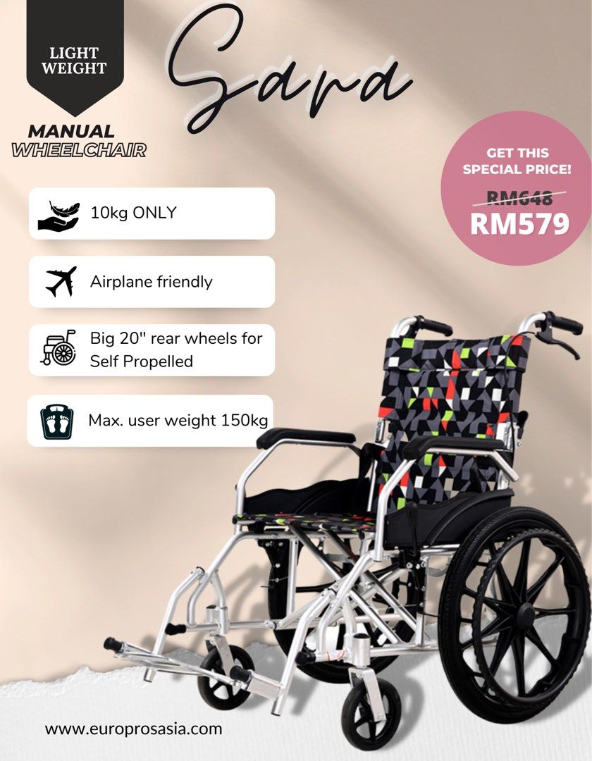 [KERUSI RODA RAYA] Sara - Europros Manual Wheelchair, Health ...