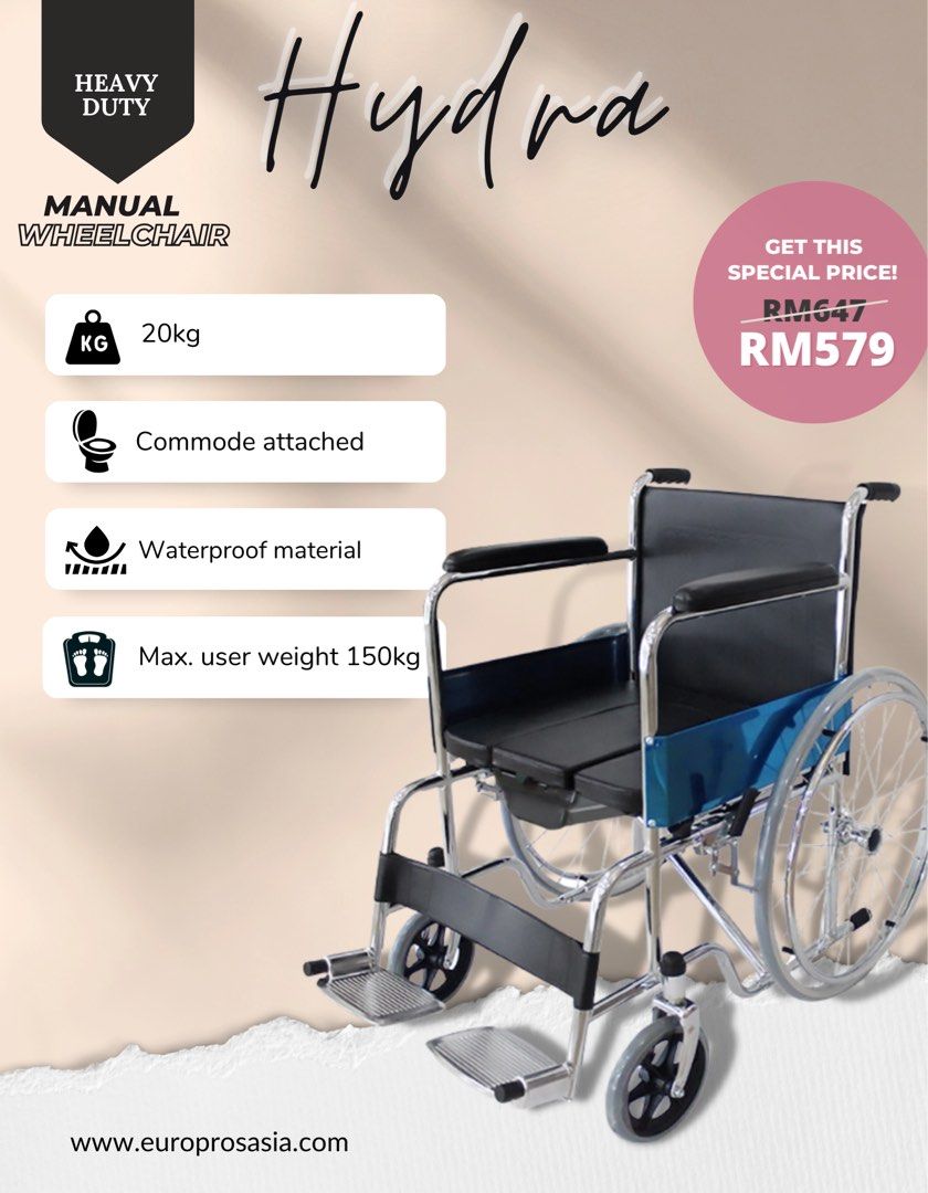 [KERUSI RODA RAYA] Hydra - Europros Manual Wheelchair, Health ...