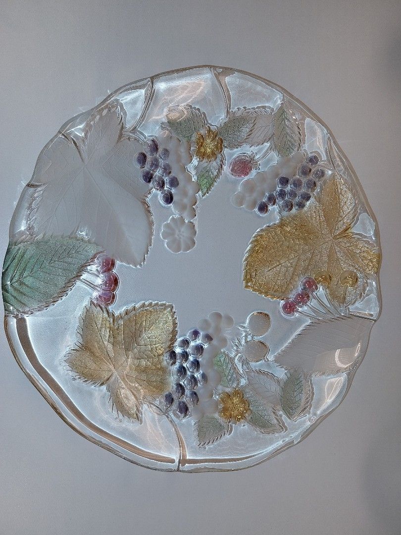 Large Glass Plate with fruits design, Furniture & Home Living ...
