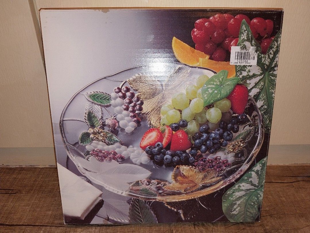 Large Glass Plate with fruits design, Furniture & Home Living ...
