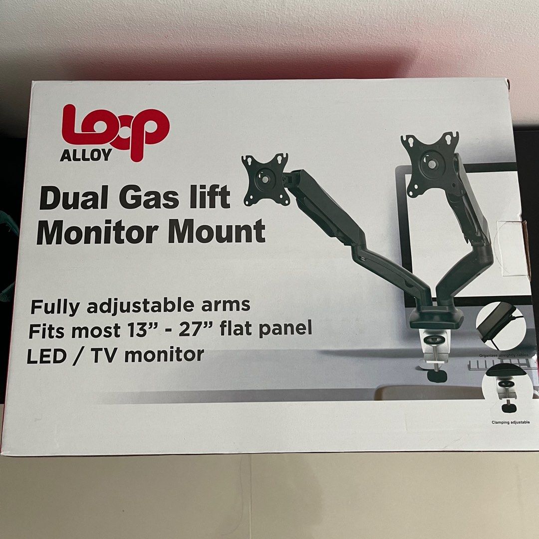 Loop Alloy Dual Gas Lift Mount and Laptop Holder with Clamp and Grommet ...