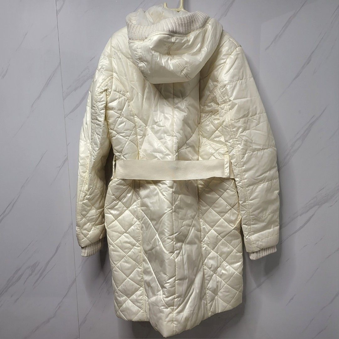 Mango MNG winter padded trench coat with hood. Beige cream puffy jacket ...